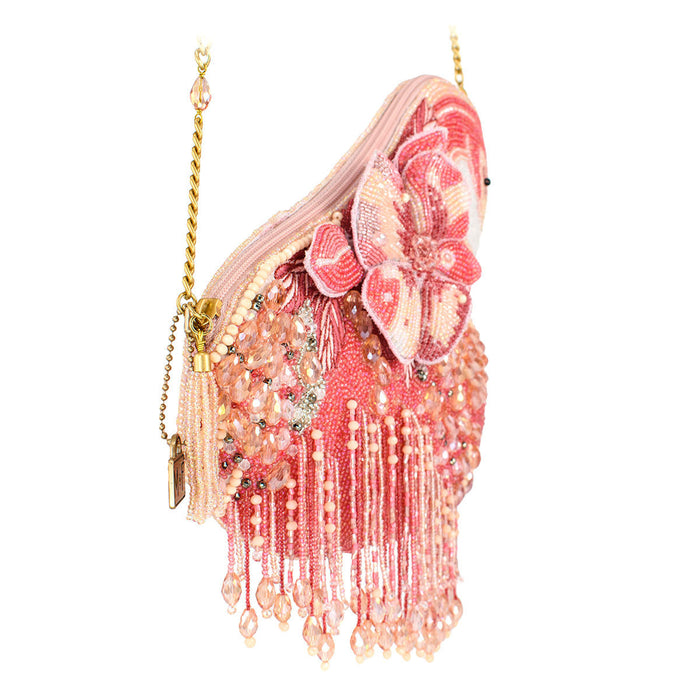 A Leg to Stand On Beaded Pink Flamingo Crossbody Handbag Purse