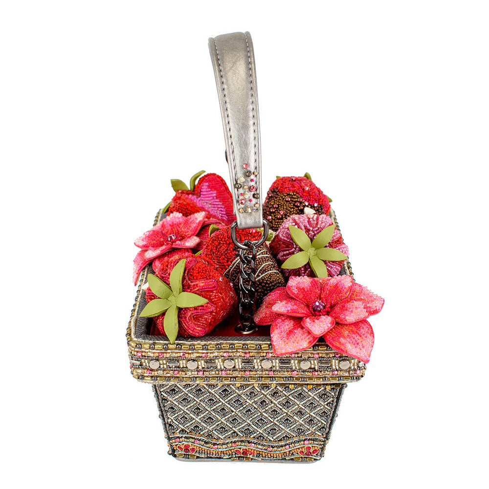 Berry Beautiful Beaded Strawberry Basket Top Handle Bag Purse