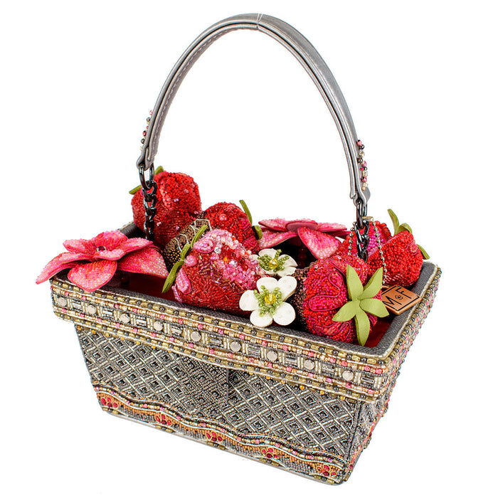 Berry Beautiful Beaded Strawberry Basket Top Handle Bag Purse