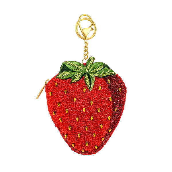 Berry Beautiful Beaded Strawberry Coin Purse Key Fob - Mary Frances