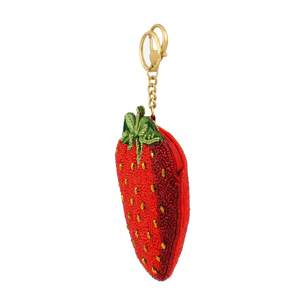Berry Beautiful Beaded Strawberry Coin Purse Key Fob - Mary Frances