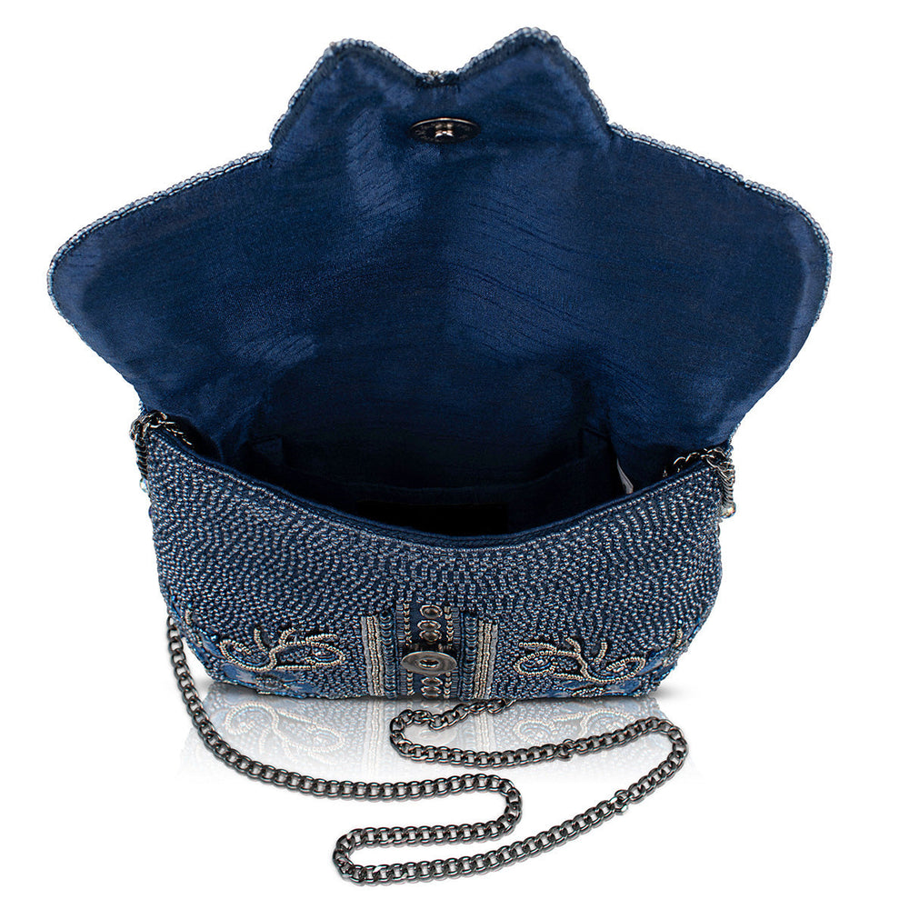 Blue Alchemy Butterfly and Floral Crossbody Handbag