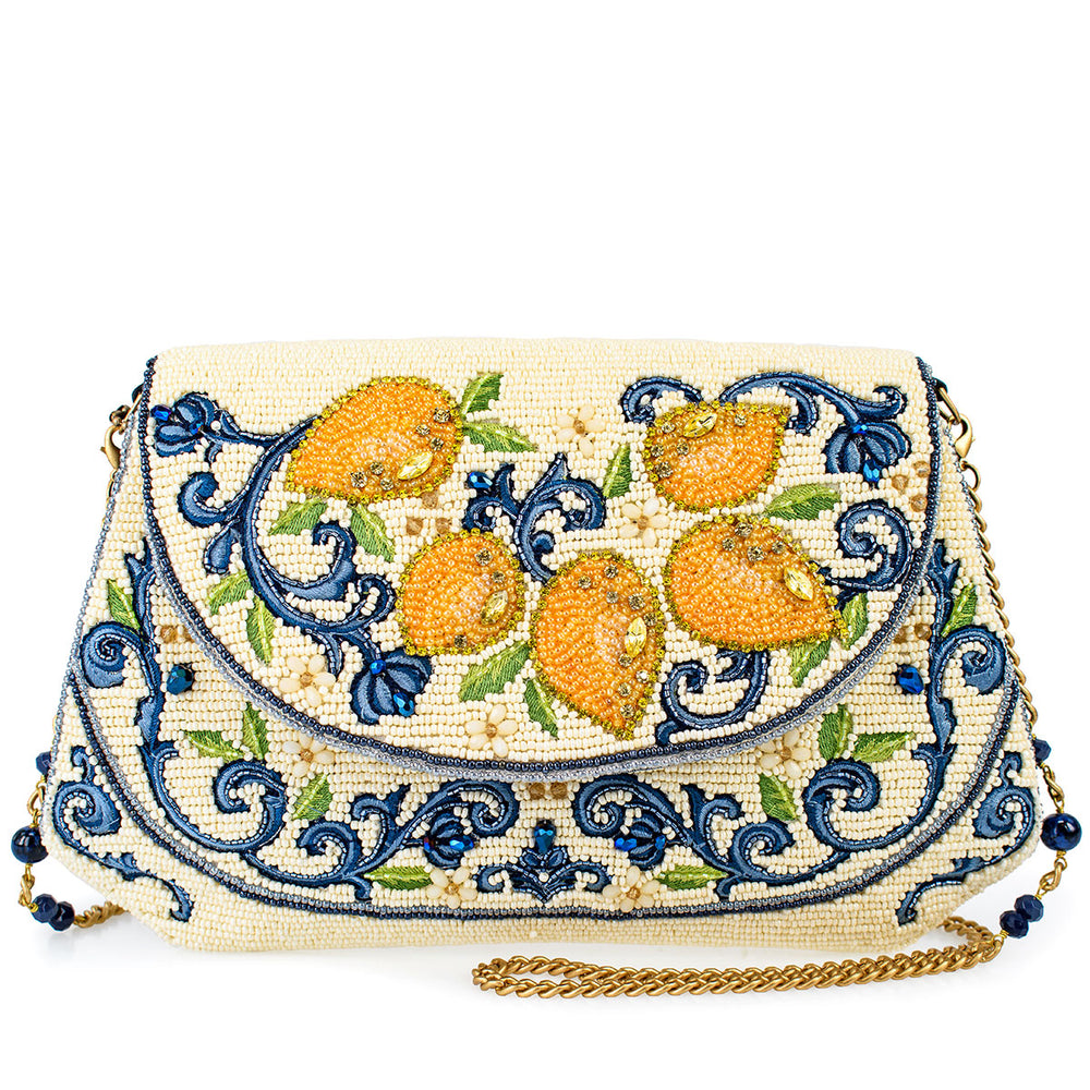 Capri Lemons Beaded Crossbody Clutch Handbag Purse - Mary Frances