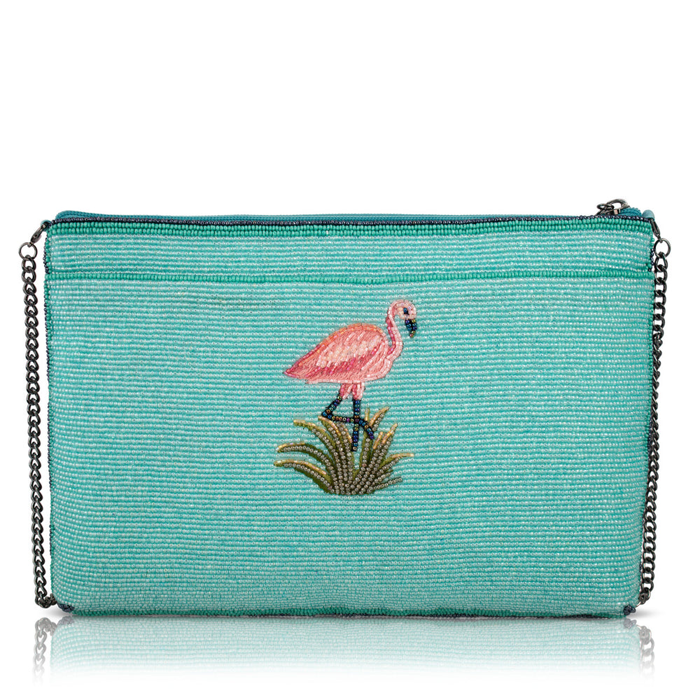 Coastal Notes Tropical Postcard Beaded Crossbody Handbag
