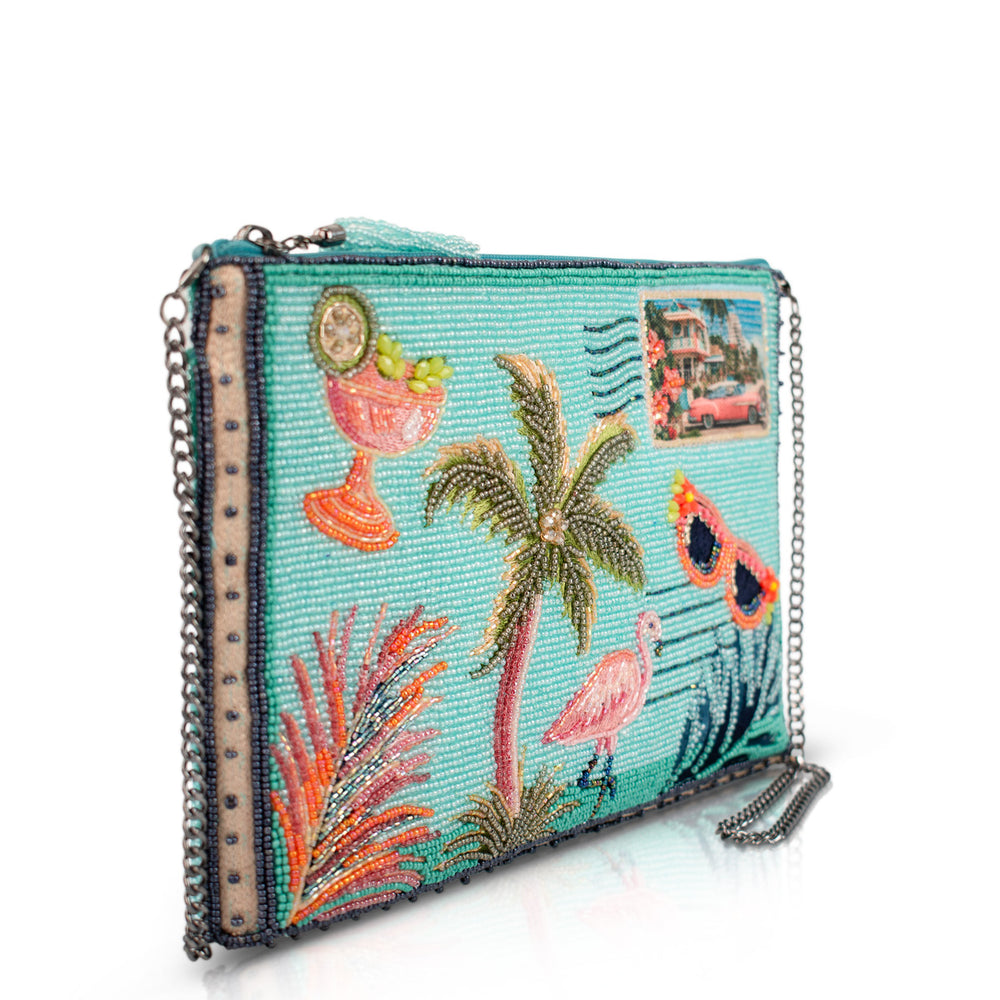 Coastal Notes Tropical Postcard Beaded Crossbody Handbag