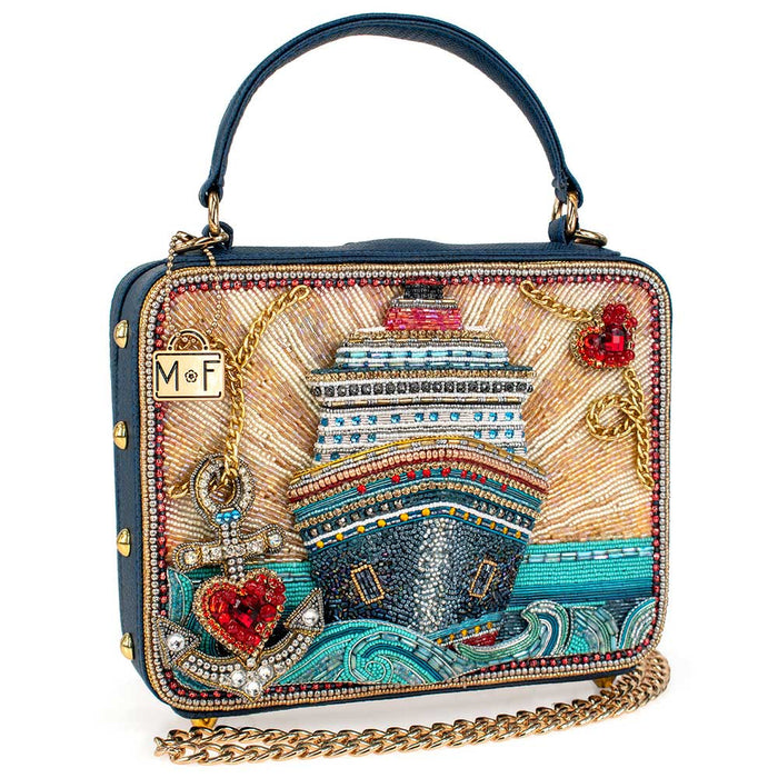 Full Steam Ahead Beaded Cruise Ship Top Handle Handbag - Mary Frances