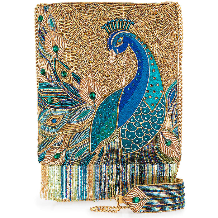 Peacock Feathers Beaded Crossbody Handbag - Mary Frances