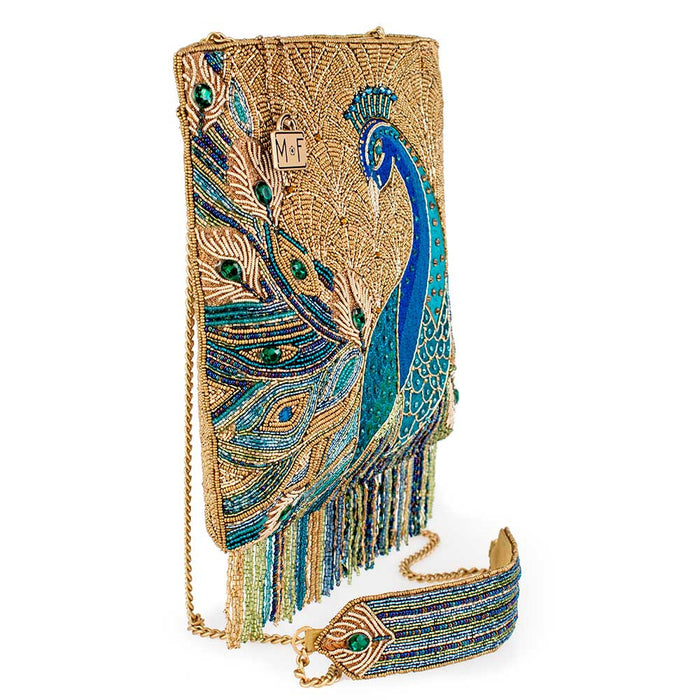 Peacock Feathers Beaded Crossbody Handbag - Mary Frances