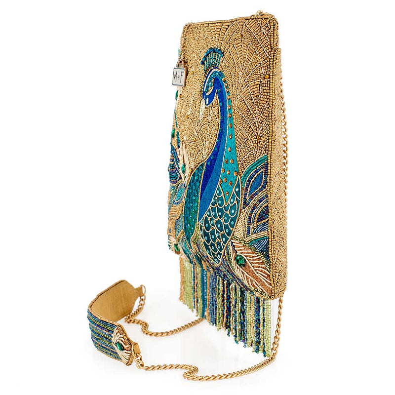Peacock Feathers Beaded Crossbody Handbag - Mary Frances