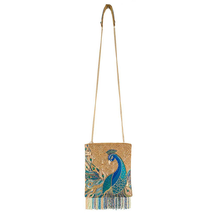 Peacock Feathers Beaded Crossbody Handbag - Mary Frances