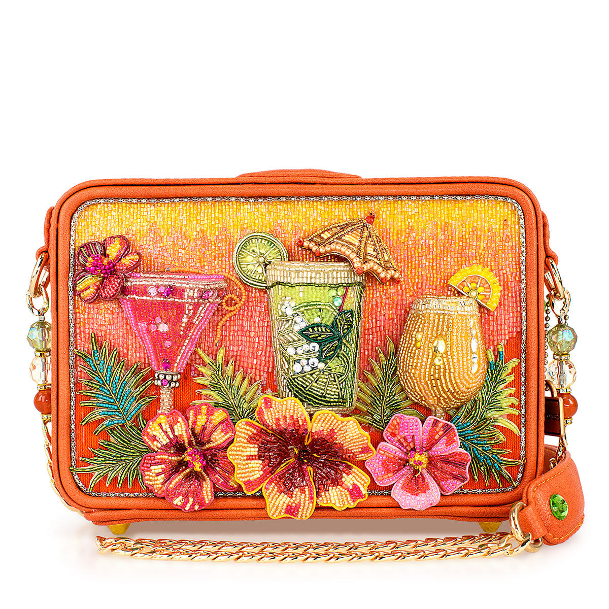 Relax and Rewind Beaded Tropical Cocktails Shoulder Handbag Purse