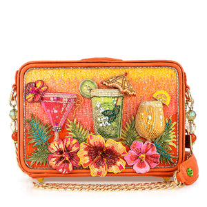 Relax and Rewind Beaded Tropical Cocktails Shoulder Handbag Purse