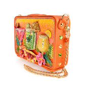 Relax and Rewind Beaded Tropical Cocktails Shoulder Handbag Purse