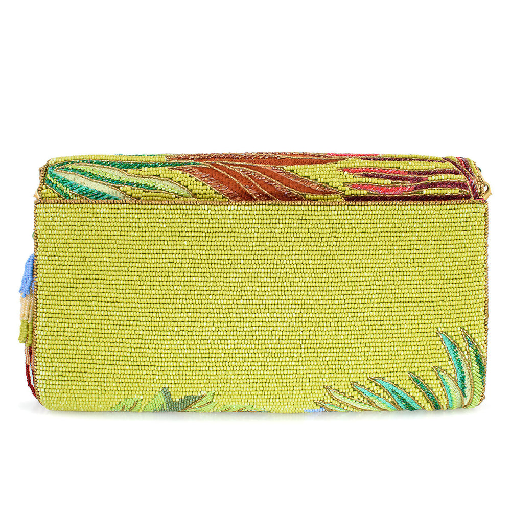 Tropics Beaded Colorful Leaves Crossbody Clutch Handbag Purse