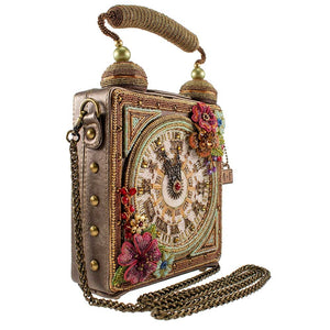 Time of Your Life Beaded Clock Top Handle Handbag