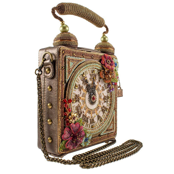 Time of Your Life Beaded Clock Top Handle Handbag