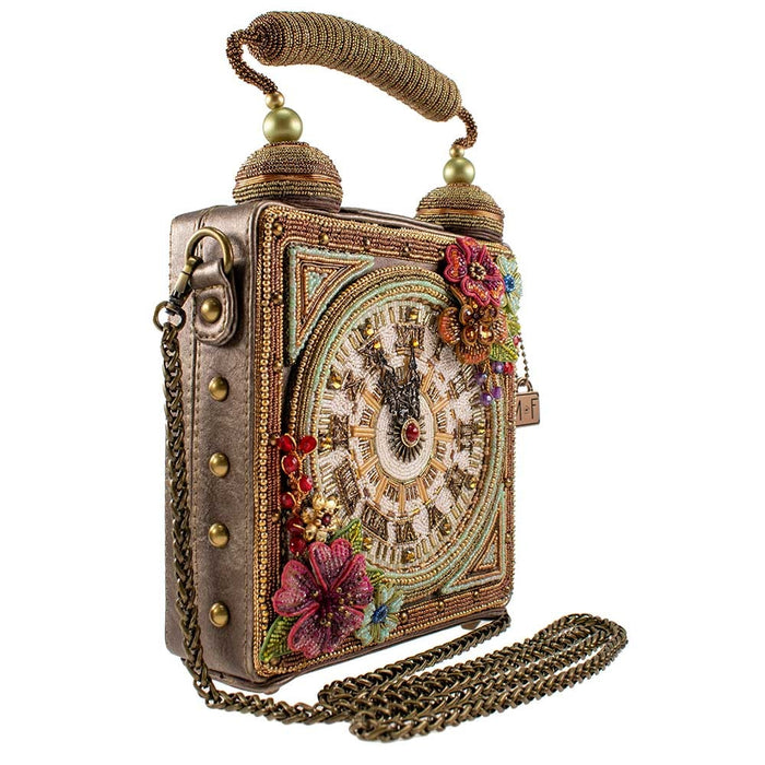 Time of Your Life Beaded Clock Top Handle Handbag